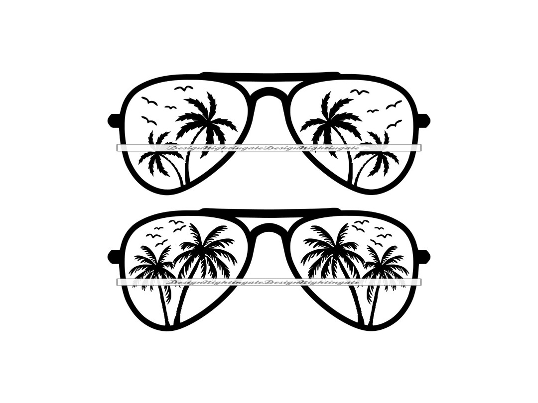 Palm Tree Sunglasses #2 SVG, Aviator Sunglasses SVG PNG, Beach ...