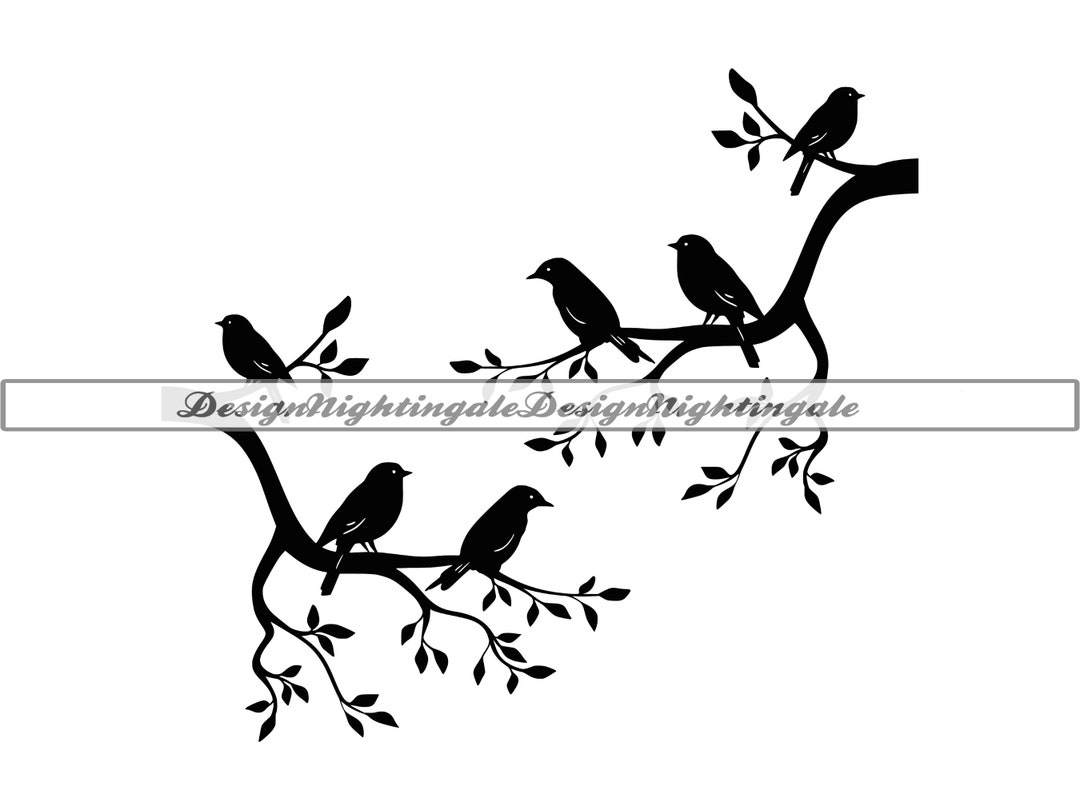 Birds on Tree Branch #2 SVG, Bird on Branch SVG, Tree Branch Svg ...