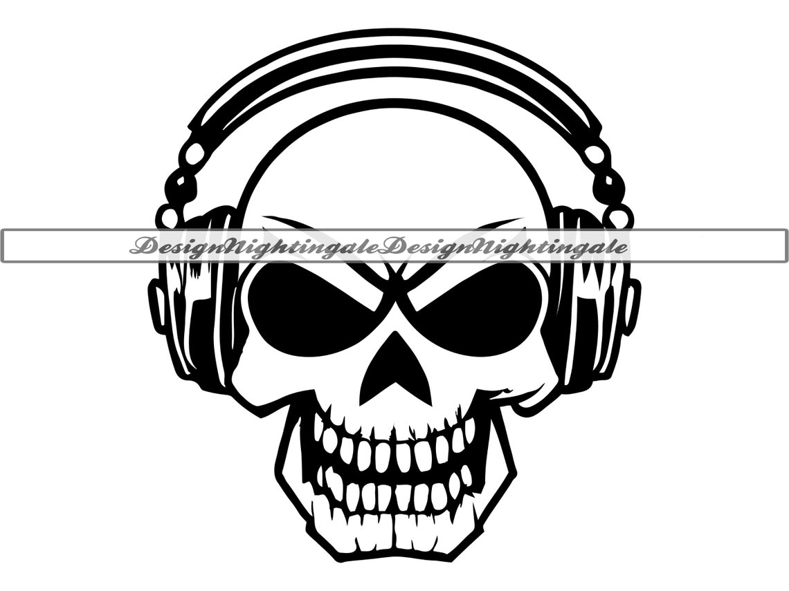 DJ Skull SVG Skull With Headphones SVG Music Party Mascot - Etsy