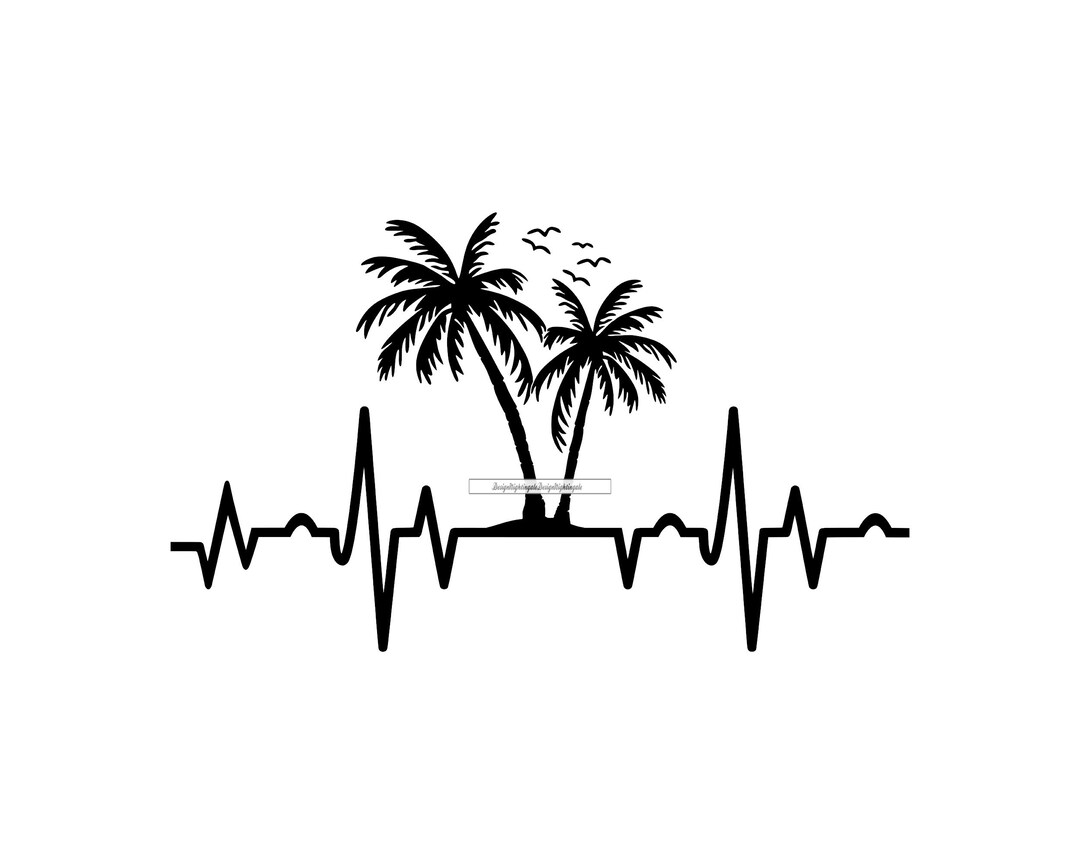 Beach Heartbeat SVG, Vacay Mode Heartbeat SVG, Vacation Shirt, Palm ...