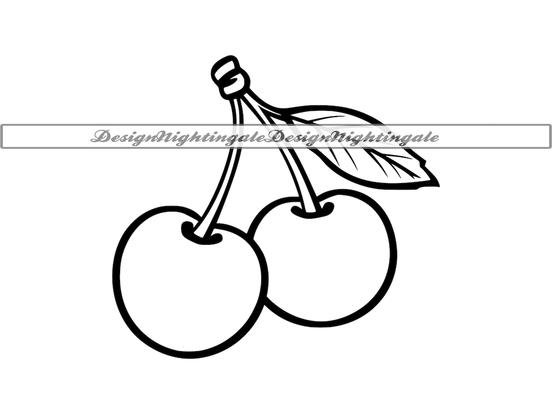Cherry Outline SVG, Cherries SVG, Cherry Clipart, Cherry Files for ...