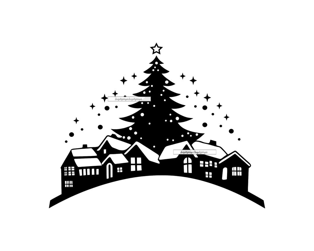 Christmas Village SVG PNG DXF, Christmas Village Clipart, Files for ...