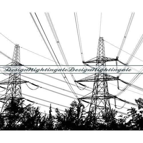 Power Lines SVG Electrical Lines Clipart Transmission Tower - Etsy Canada