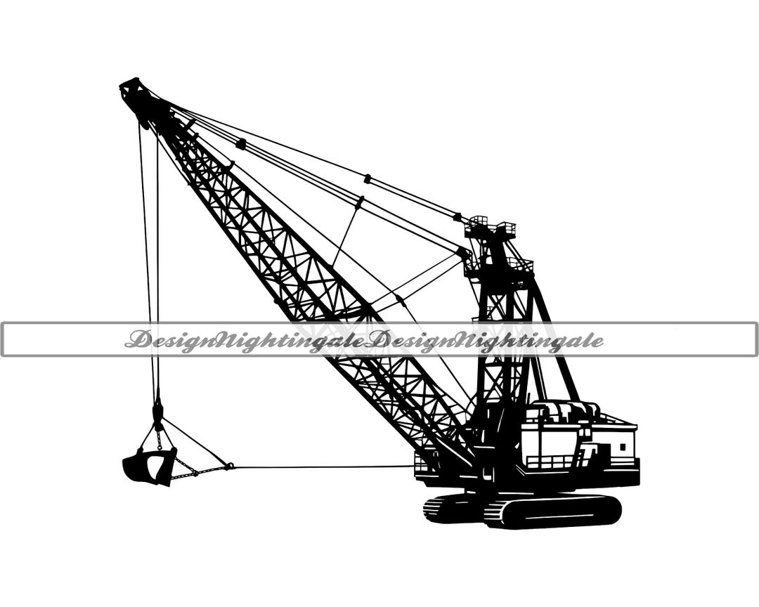 Construction Dragline Excavator SVG File, Heavy Equipment Vector ...