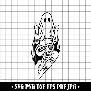 Ghost Girl SVG PNG DXF, Sassy Halloween Ghost Cut File, Tattoo Style ...