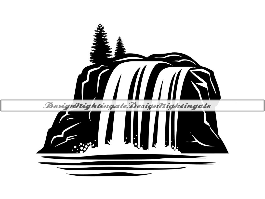 Waterfall #2 SVG PNG DXF, Waterfall Clipart, Waterfall Files for Cricut ...