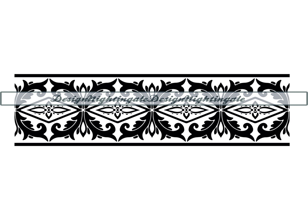 Floral Damask Border SVG, Seamless Ornamental Pattern (digital Download ...