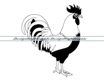Crowing Rooster 3 SVG, Rooster Svg, Farm Svg, Rooster Clipart, Rooster ...