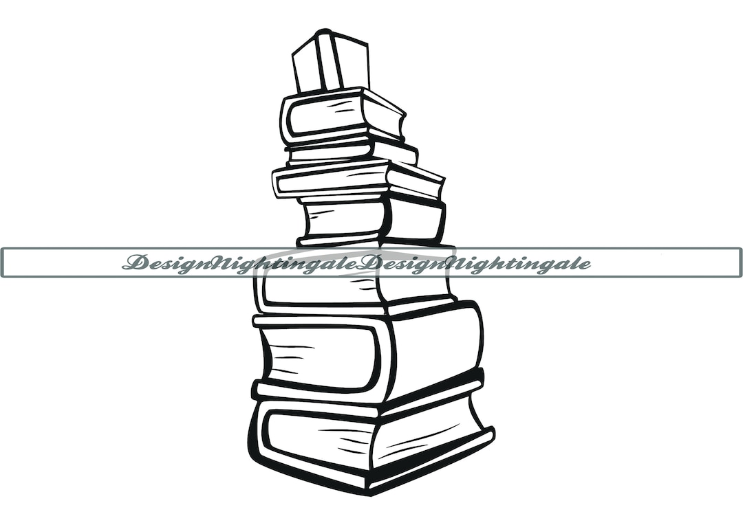 Stack of Books #5 SVG, Pile of Books SVG, Books SVG, Books Clipart ...