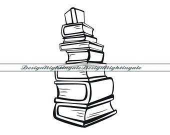 Book Pile SVG File Vector Design for Cricut, Silhouette, Laser ...
