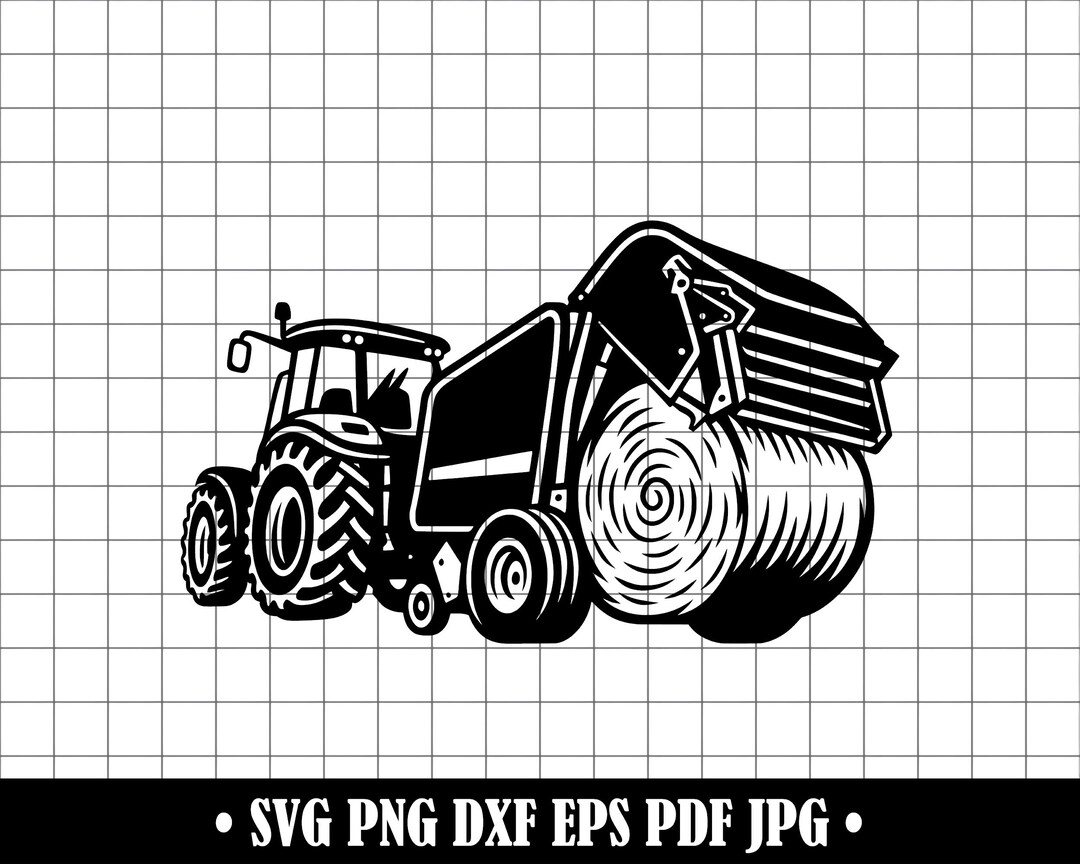 Hay Baler SVG, Farm Tractor Clipart, Hay Machine Silhouette (digital ...