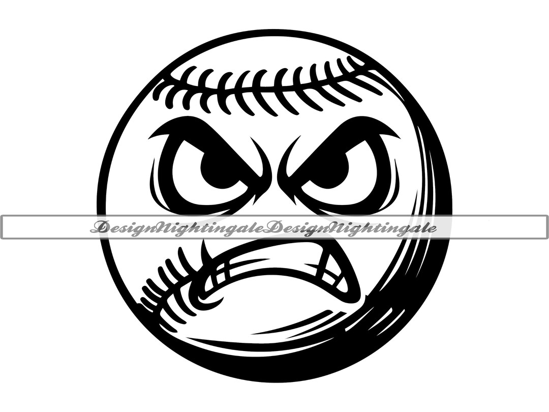 Angry Baseball SVG, Cartoon Baseball Face SVG, Softball Svg, Baseball ...