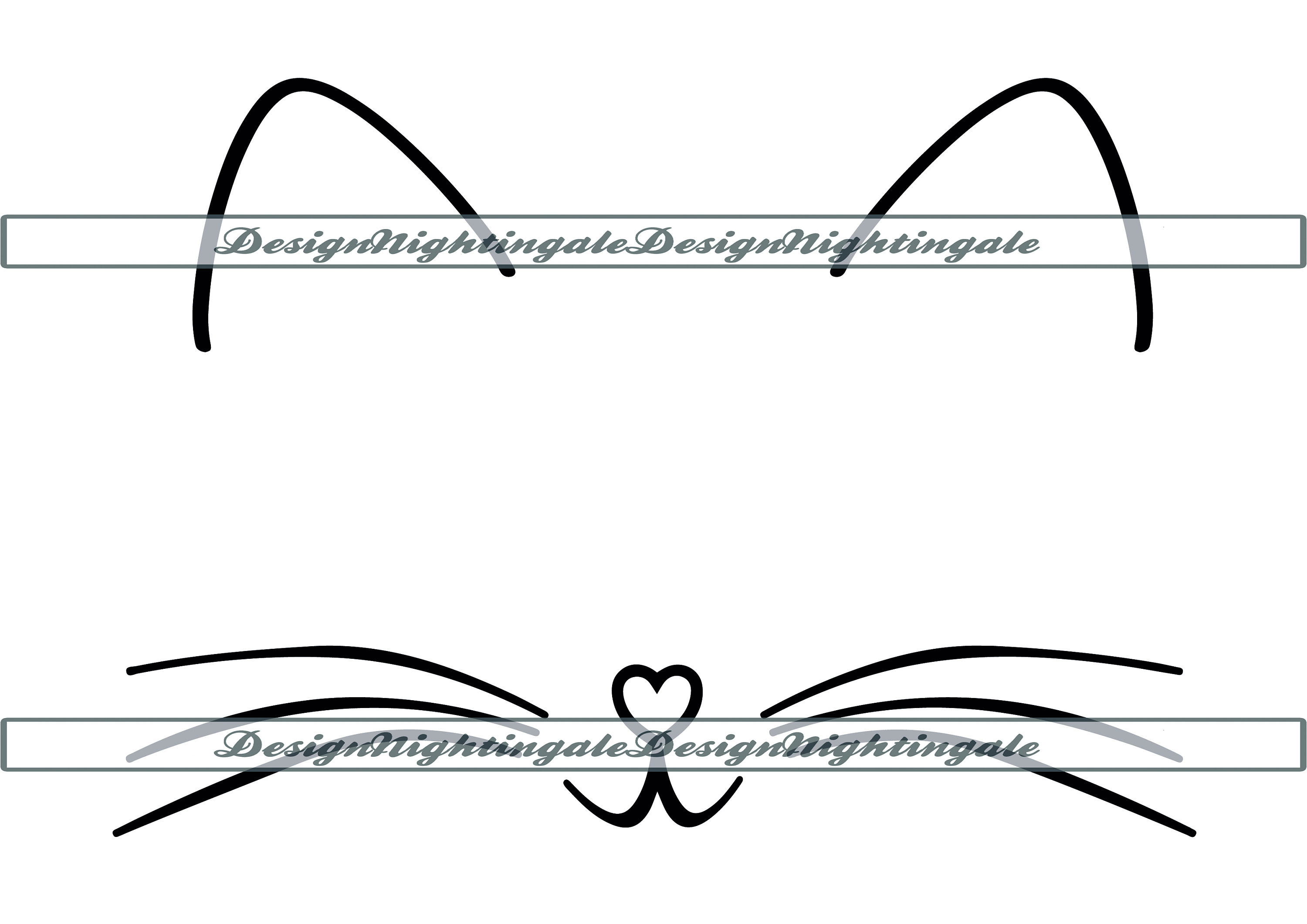 Cat Face 2 SVG, Cat Ears SVG, Whiskers SVG, Cat Nose Svg, Kitty, Cat ...