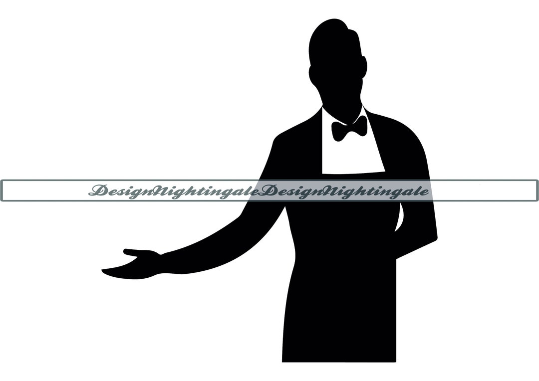 Waiter #2 SVG, Butler SVG, Restourant SVG, Waiter Clipart, Waiter Files ...