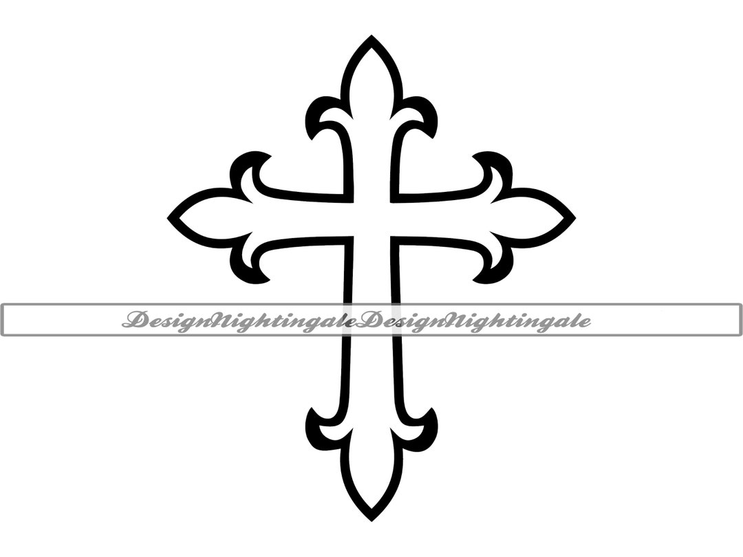 Cross Outline SVG, Religious Cross SVG, Cross SVG, Clipart, Files for ...