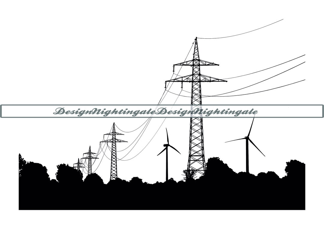 Transmission Tower SVG, Power Lines Clipart, Cricut Silhouette Cut ...