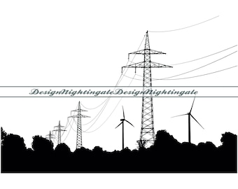 Transmission Tower #2 Svg, Electricity Svg, Power Lines Svg, Clipart ...