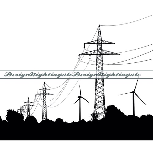Power Lines SVG Electrical Lines Clipart Transmission Tower - Etsy Canada