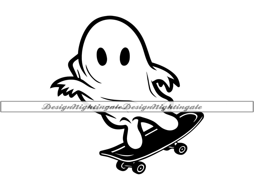 Skateboarding Ghost SVG, Skateboard Ghost SVG, Halloween SVG for Kids ...