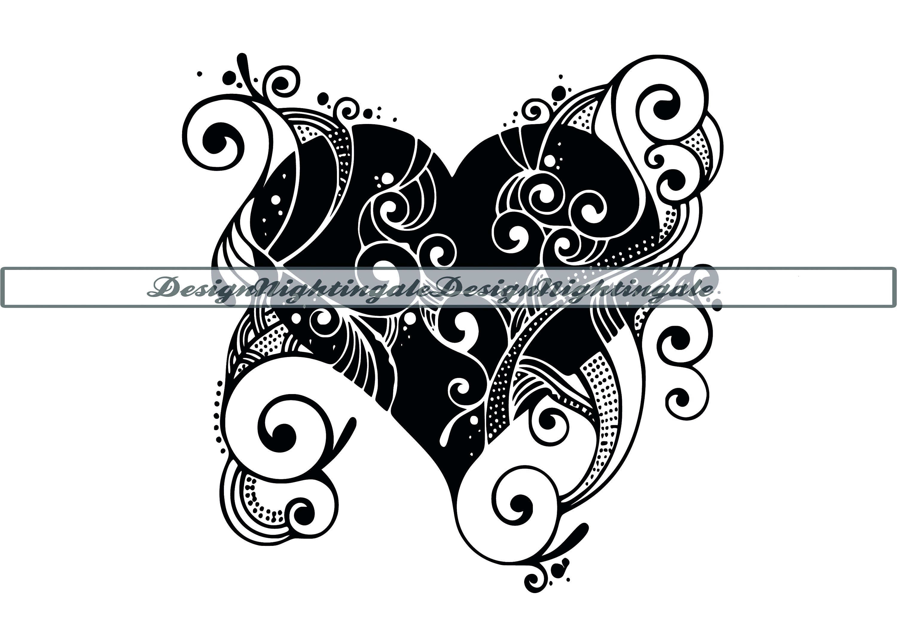 Floral Heart 2 Svg Flourish Heart Svg Decorative Etsy