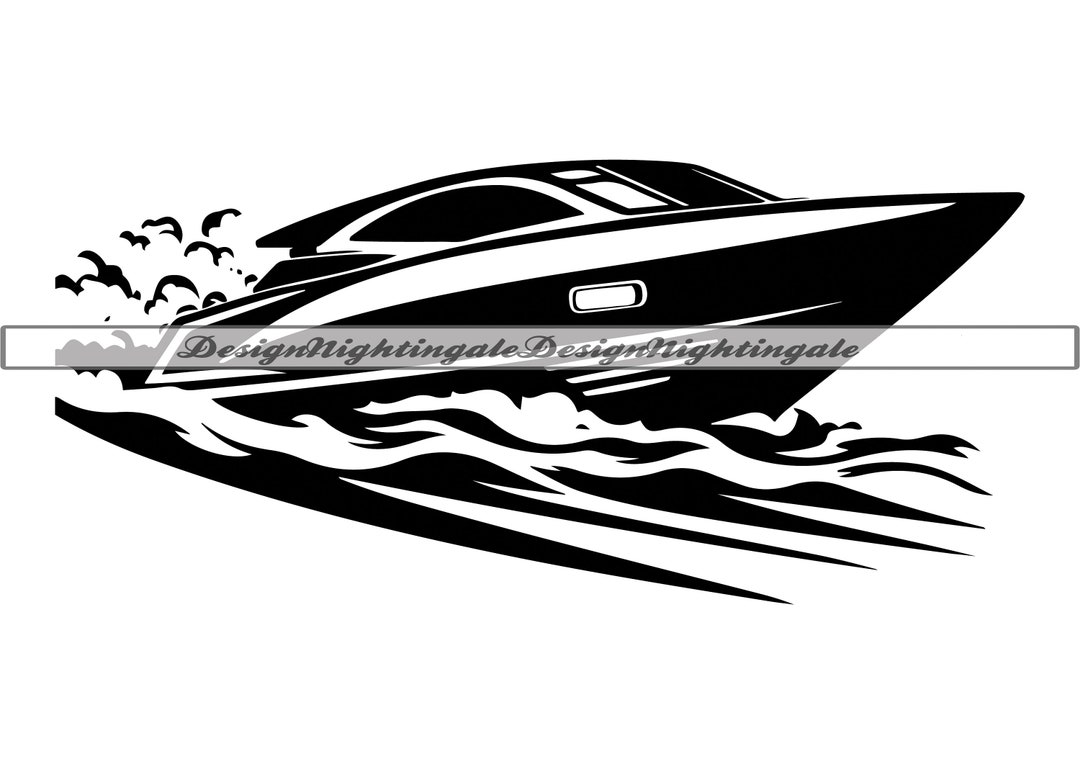 Speed Boat #4 SVG, Motor Boat SVG, Yacht Svg, Speed Boat Clipart, Speed ...