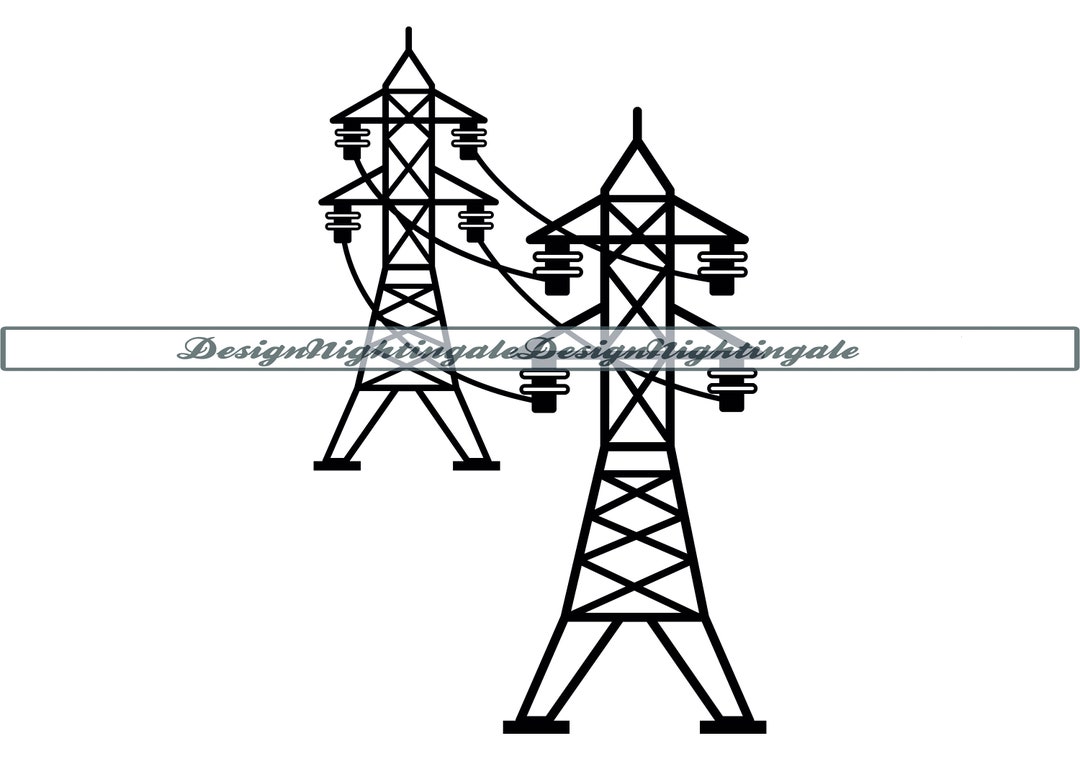 Transmission Tower #3 SVG, Electricity SVG, Power Lines SVG, Clipart ...