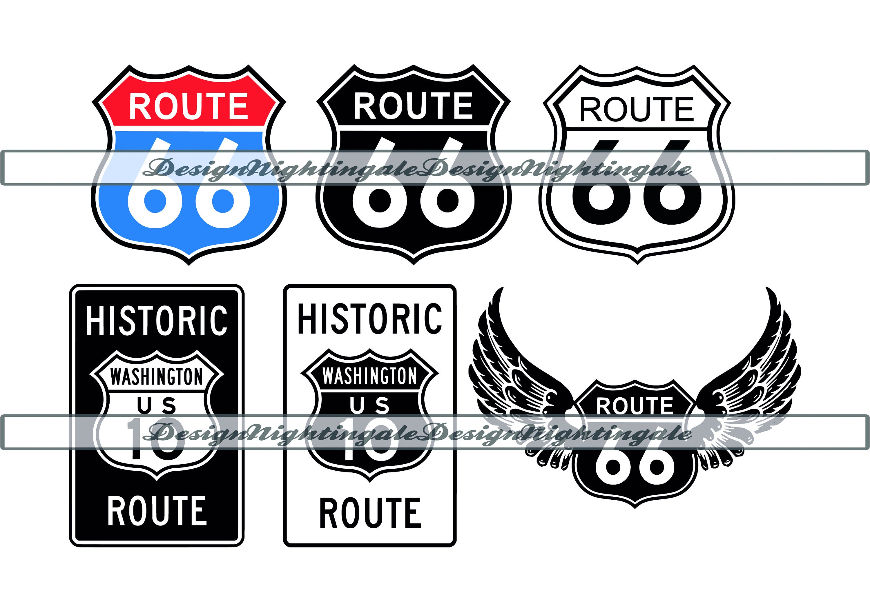 Route 66 Sign SVG Historic Route 66 SVG Route 66 Wings SVG - Etsy