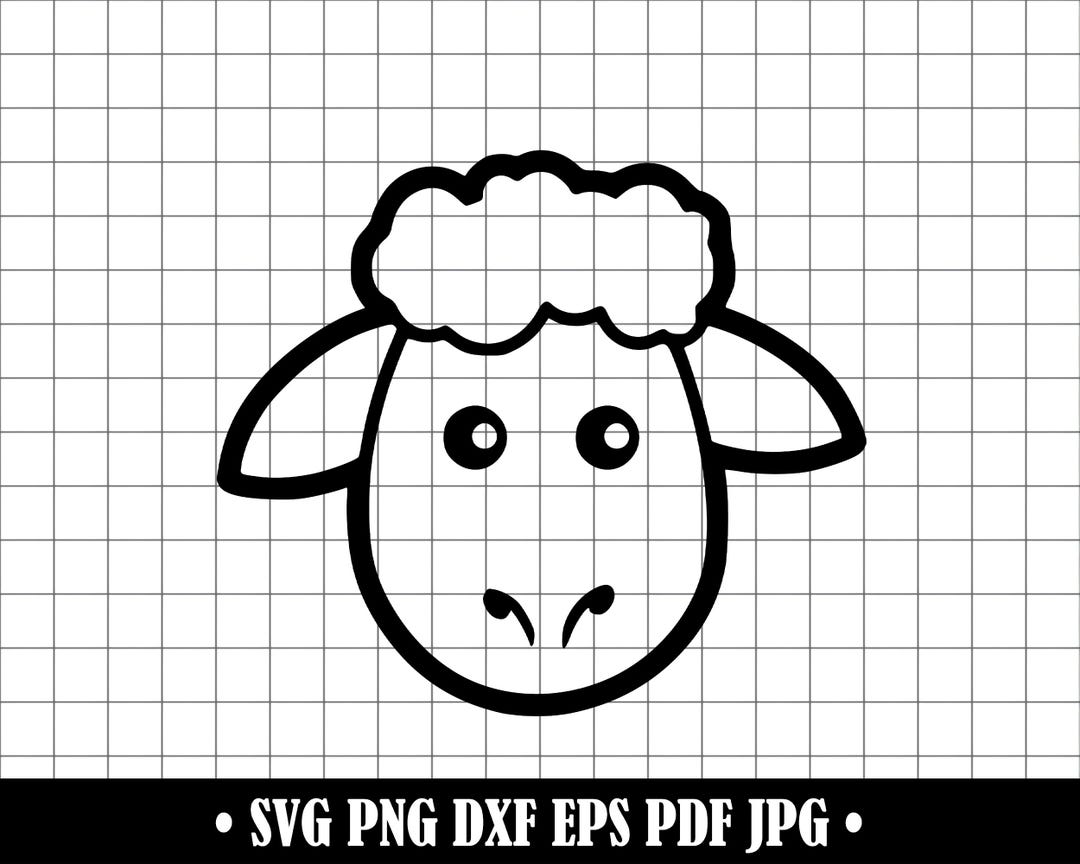 Cute Sheep Face SVG, Farm Animal PNG, Baby Sheep DXF Cut File, Lamb Head Clipart, Farm ...