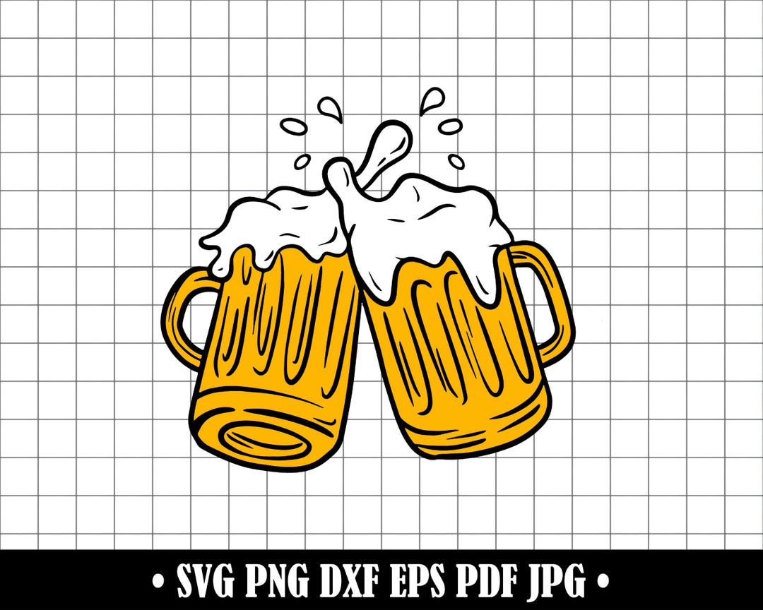Beer Cheers SVG, Clinking Beer Mugs PNG, Funny Beer DXF, Beer Cut File ...