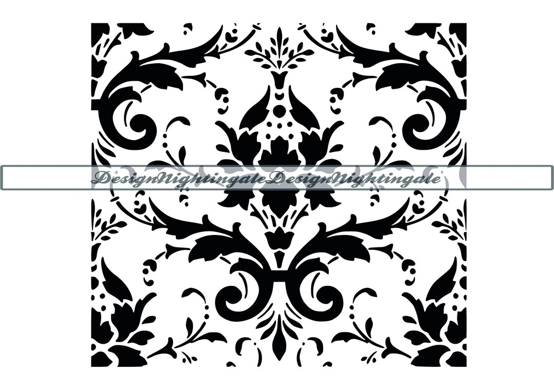 Damask Pattern #5 SVG, Damask SVG, Baroque Damask SVG, Seamless Pattern ...