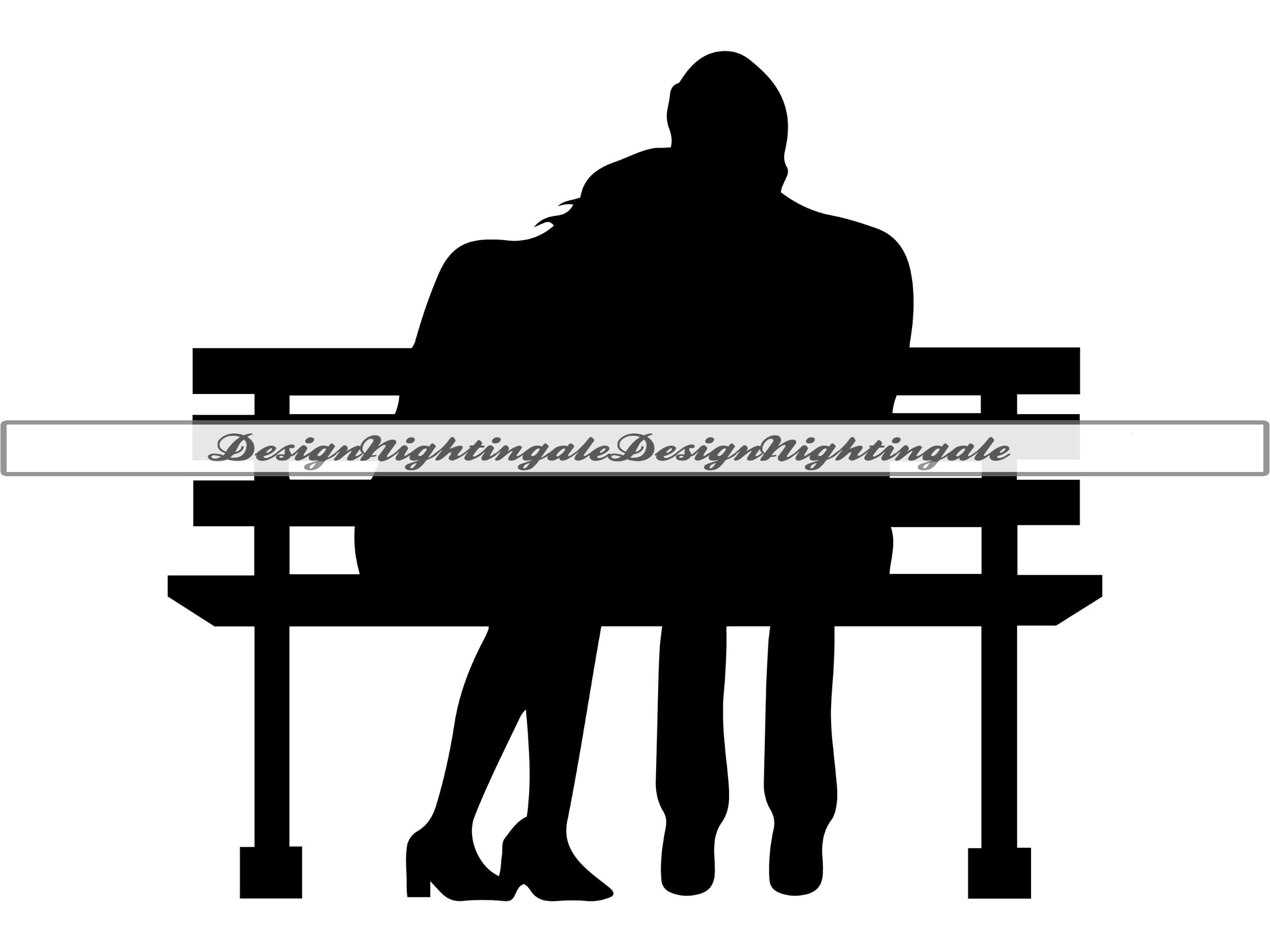 Couple Sitting on a Bench SVG, Lovers Svg, Couple Sitting on a Bench ...