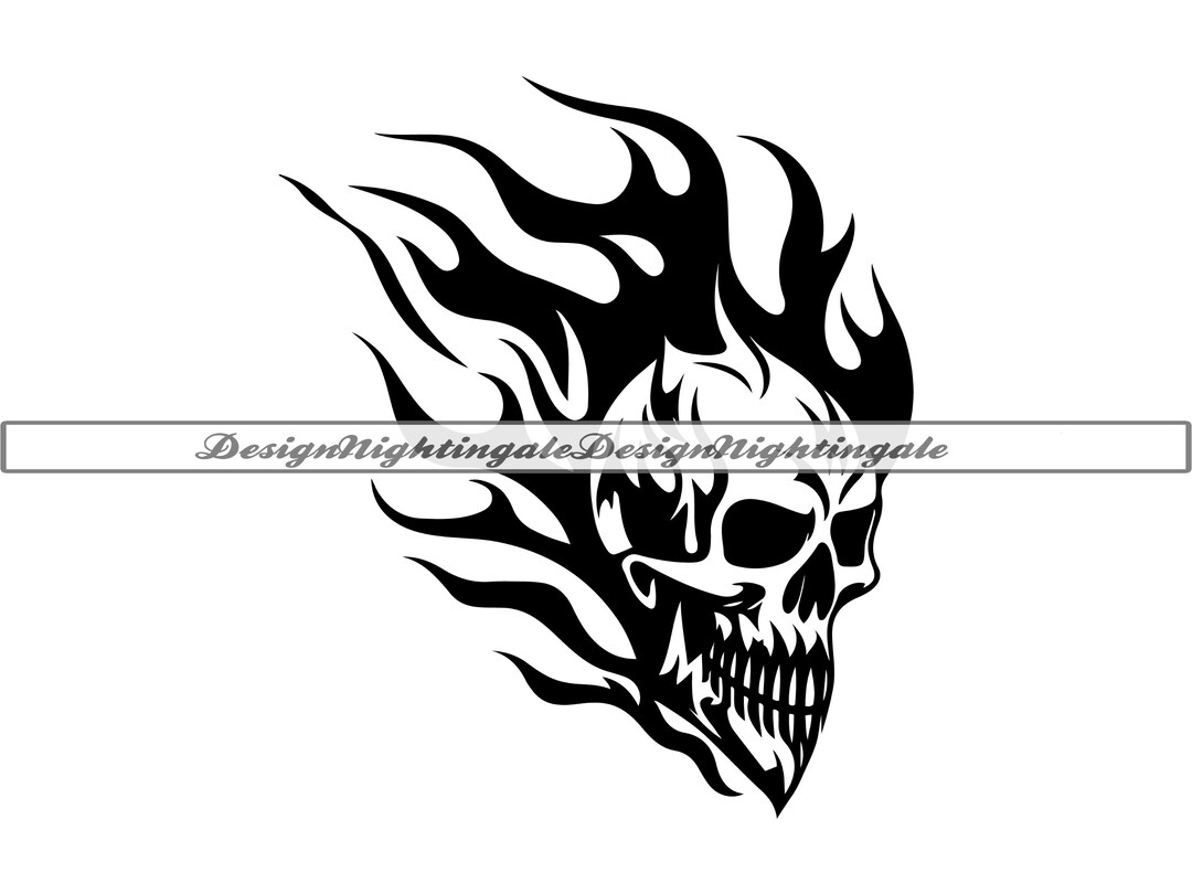 Flaming Skull #3 SVG, Flaming Skull Clipart, Flaming Skull Files for ...