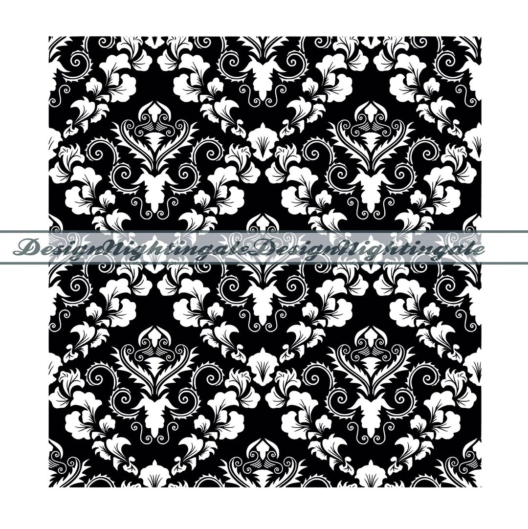 Damask Pattern #2 SVG, Damask SVG, Baroque Damask SVG, Seamless Pattern ...