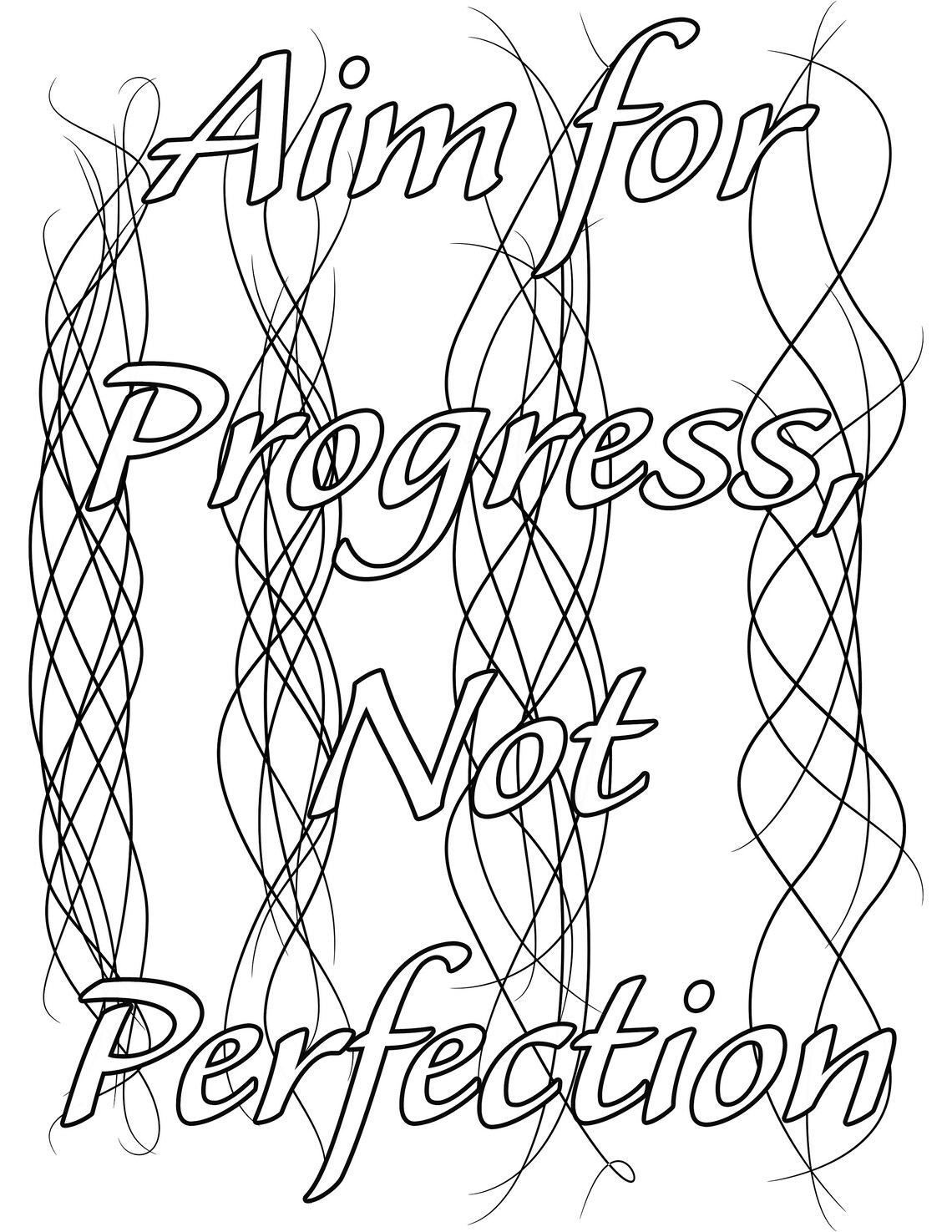 Coloring Page Aim for Progress Not Perfection Download - Etsy