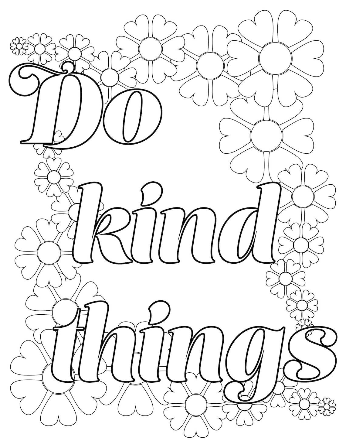 Coloring Page Do Kind Things, Download - Etsy