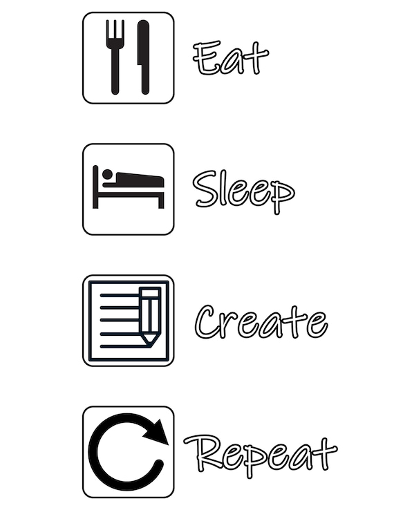 Coloring Page Eat Sleep Create Repeat Download - Etsy