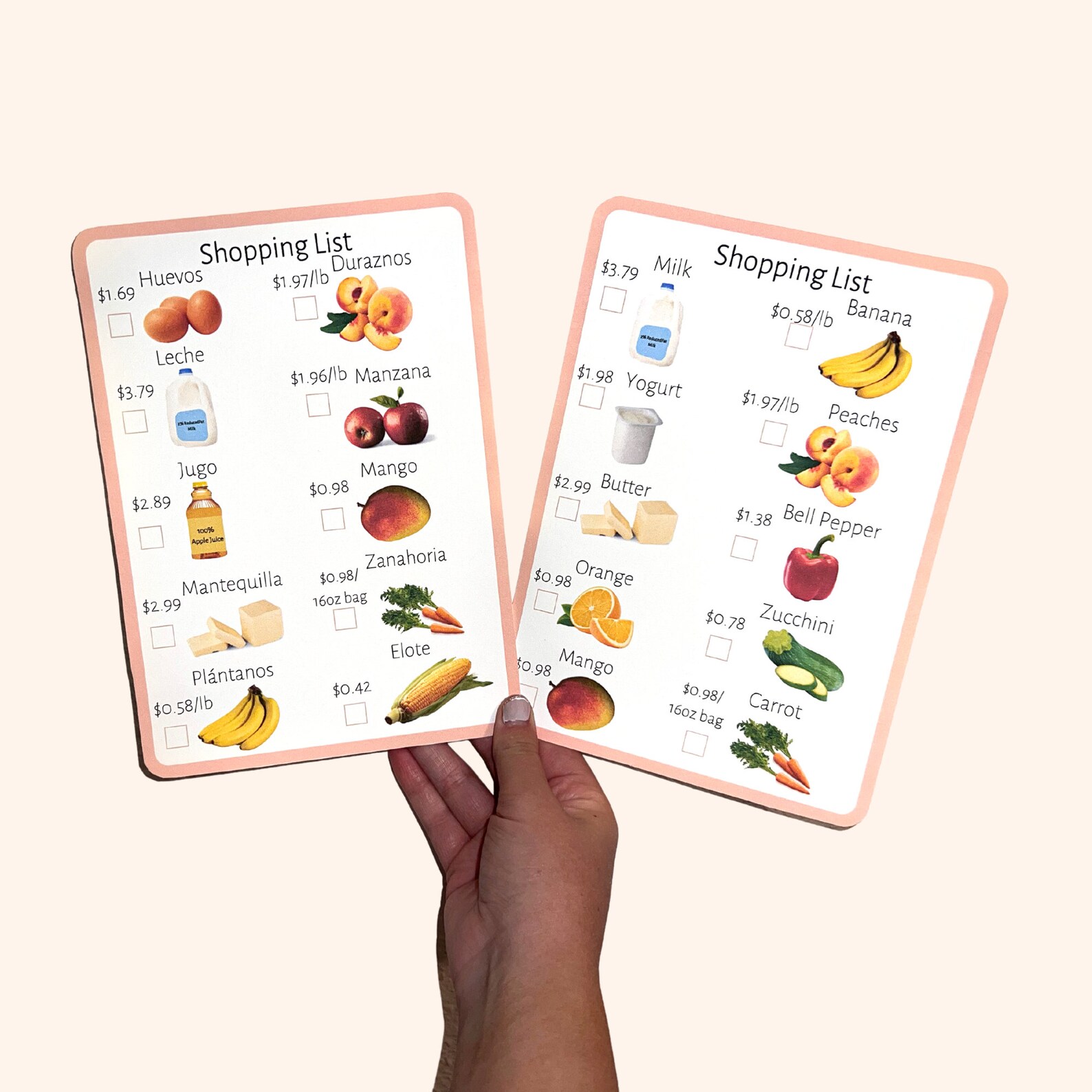 Grocery Store Shopping List-spanish and English Bundle -flisat Setup ...