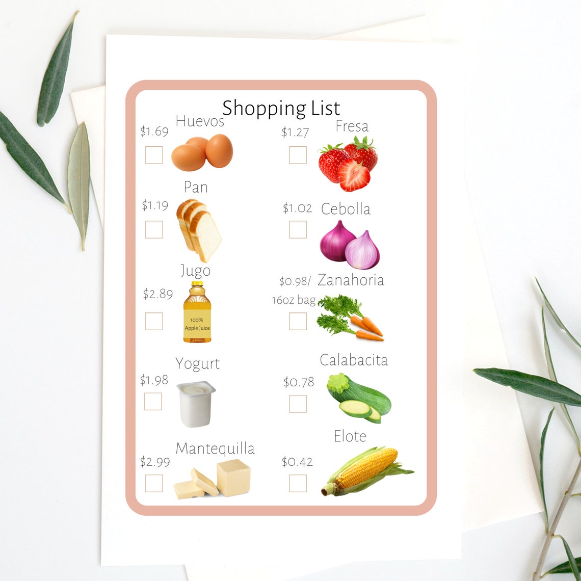 Grocery Store Shopping List-spanish and English Bundle -flisat Setup ...