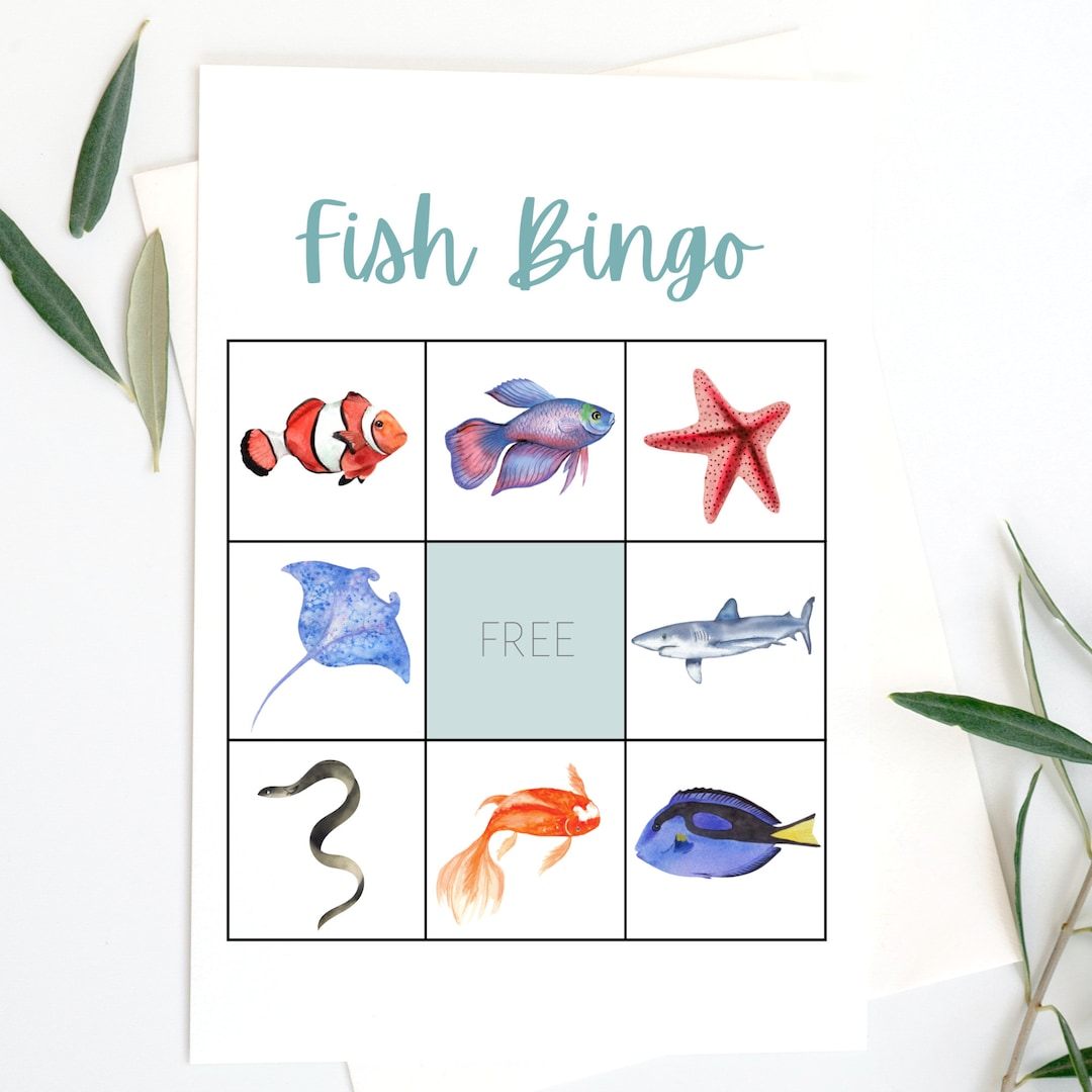 Watercolor Fish Bingo- Montessori Inspired- Printable- Learning Poster ...