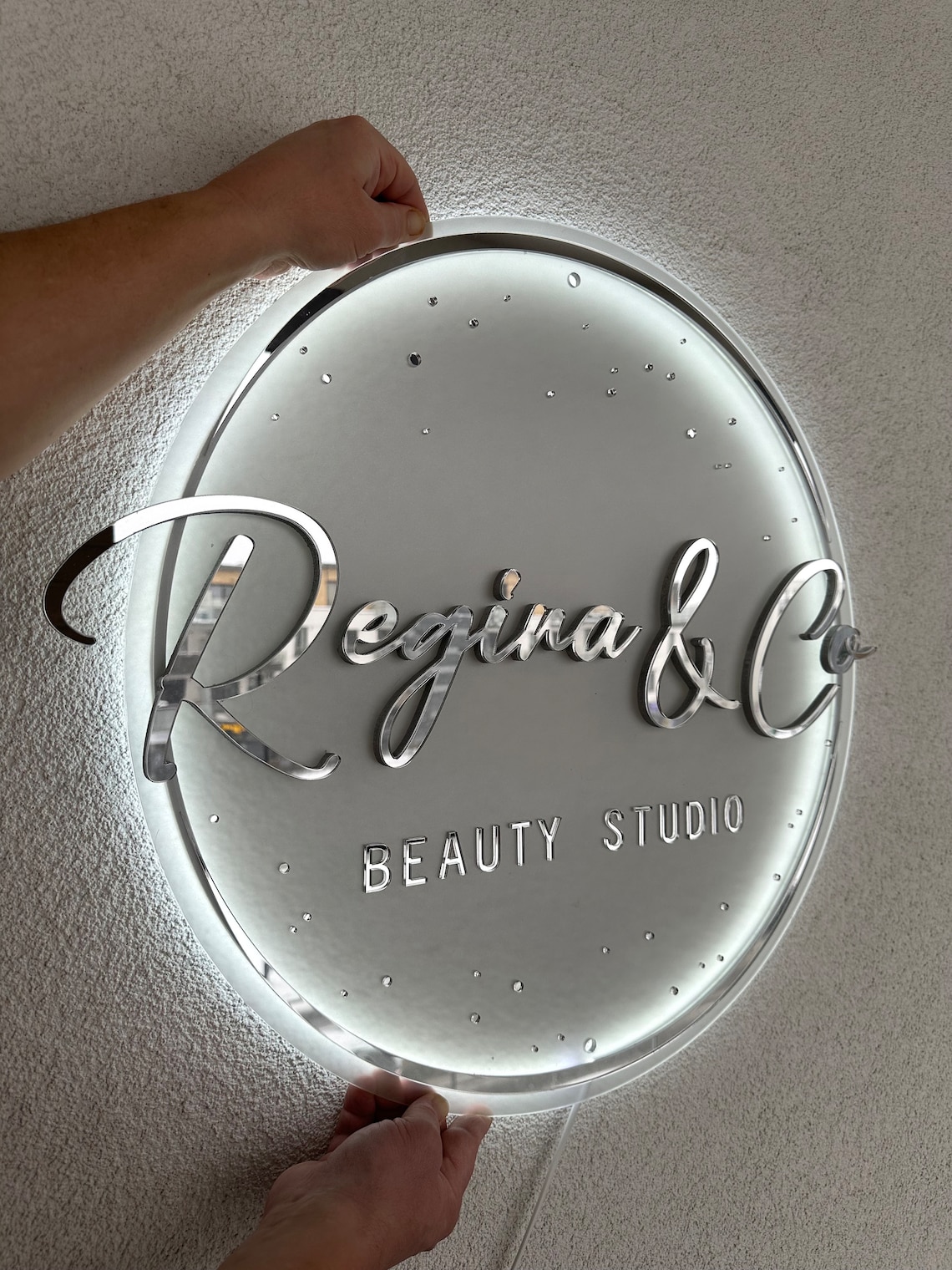 Acrylic Mirror Gold Sign, Salon Business Sign, Customized Sign, Wall ...