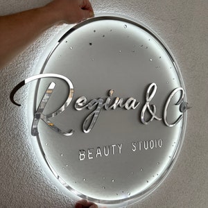 Acrylic Mirror Gold Sign, Salon Business Sign, Customized Sign, Wall ...