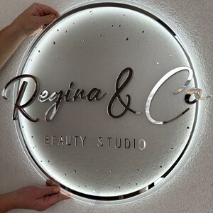 Acrylic Mirror Gold Sign, Salon Business Sign, Customized Sign, Wall ...
