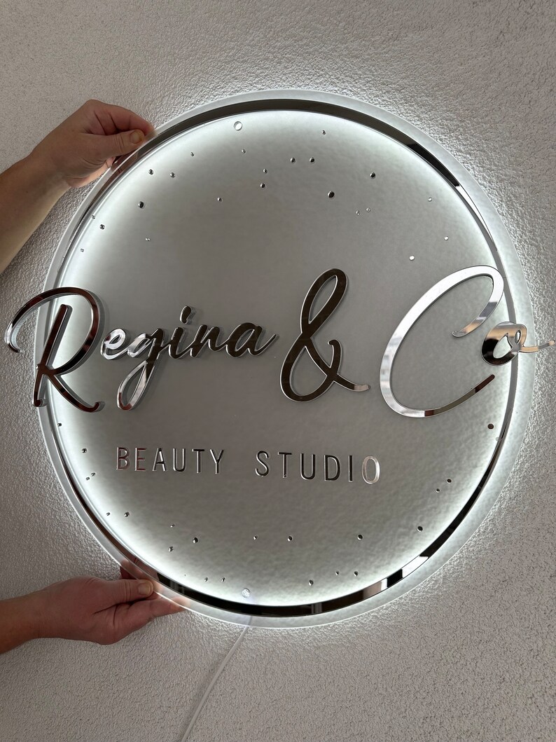 Acrylic Mirror Gold Sign, Salon Business Sign, Customized Sign, Wall ...