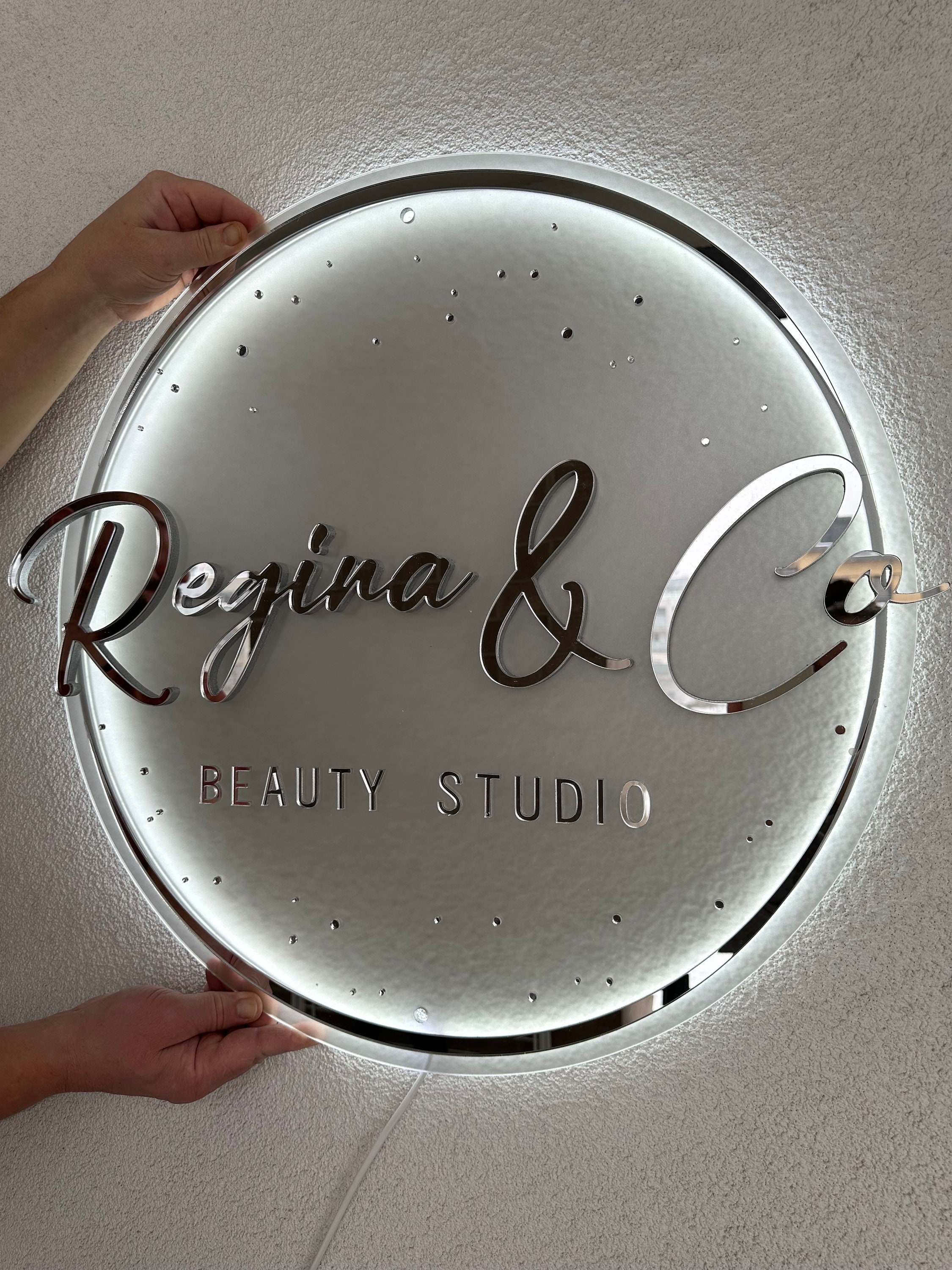 Acrylic Mirror Gold Sign, Salon Business Sign, Customized Sign, Wall ...