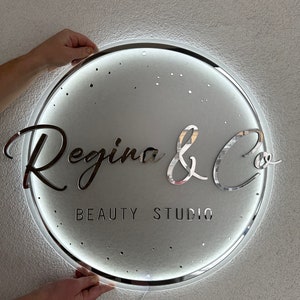 Acrylic Mirror Gold Sign, Salon Business Sign, Customized Sign, Wall ...