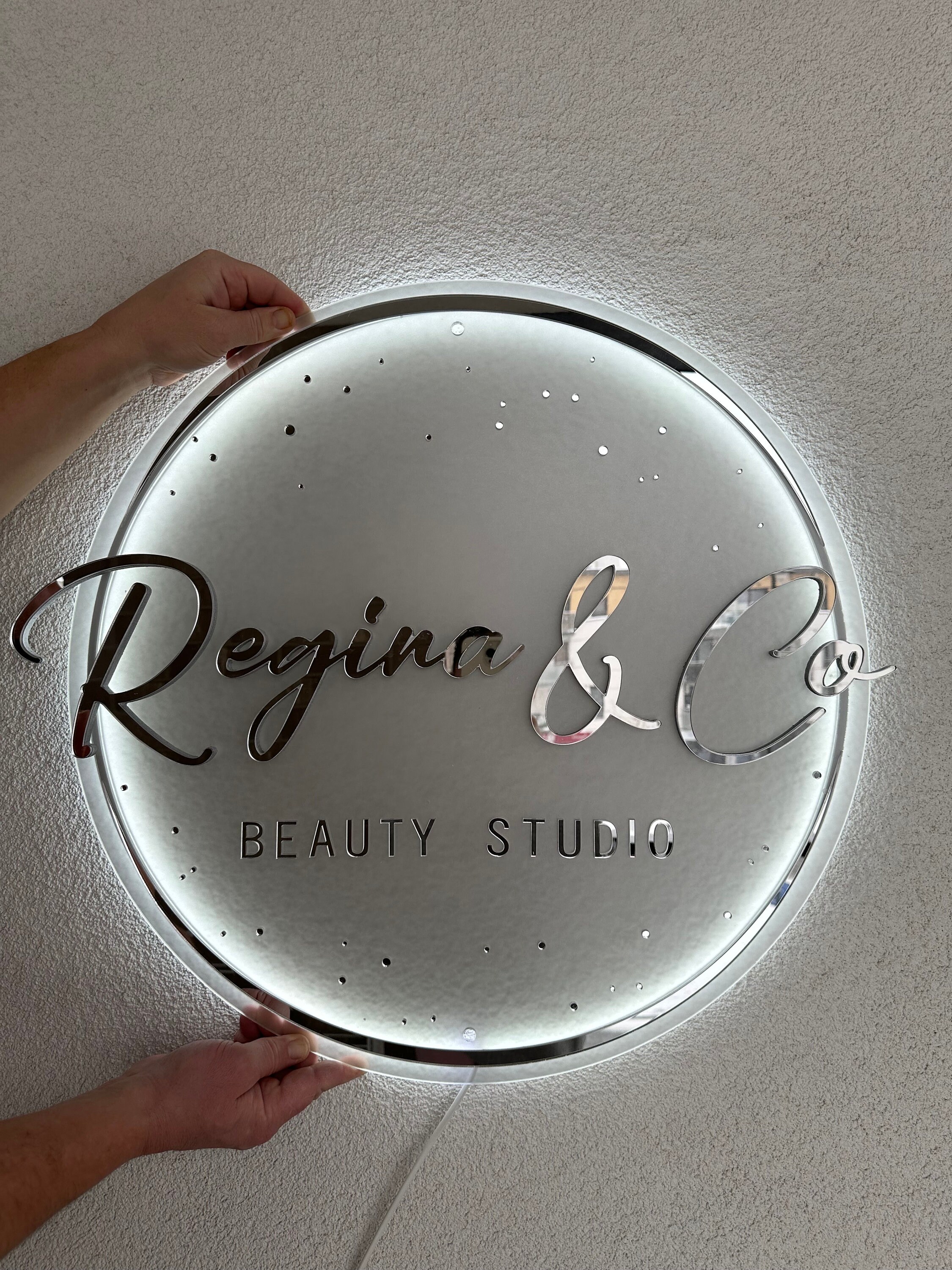 Acrylic Mirror Gold Sign, Salon Business Sign, Customized Sign, Wall ...