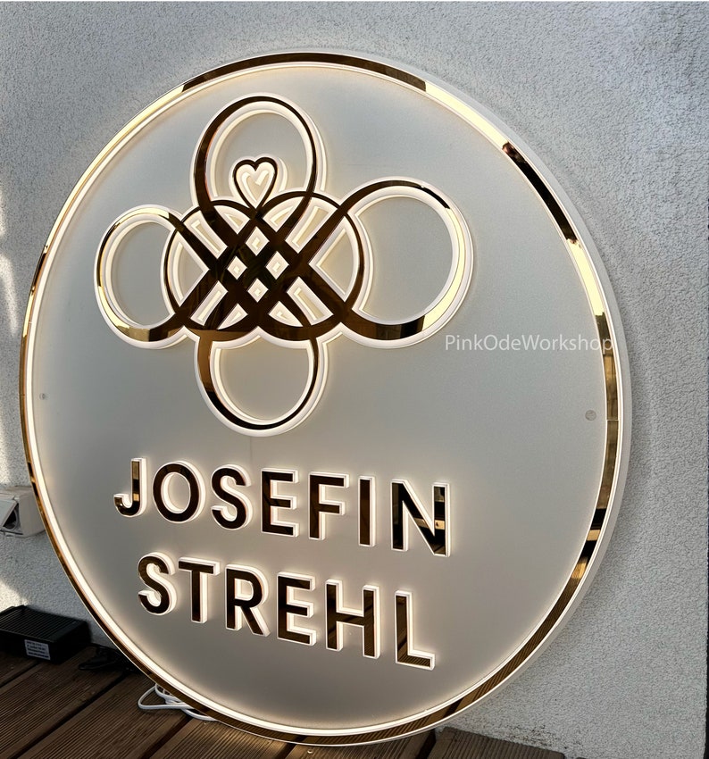 Acrylic Mirror Gold Sign, Salon Business Sign, Backlight Logo, Mirror ...