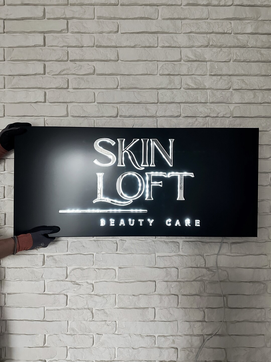 Outdoor Business Sign, Mirror Logo With Backlight, Salon Custom Sign ...