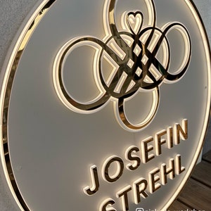 Acrylic Mirror Gold Sign, Salon Business Sign, Backlight Logo, Mirror ...