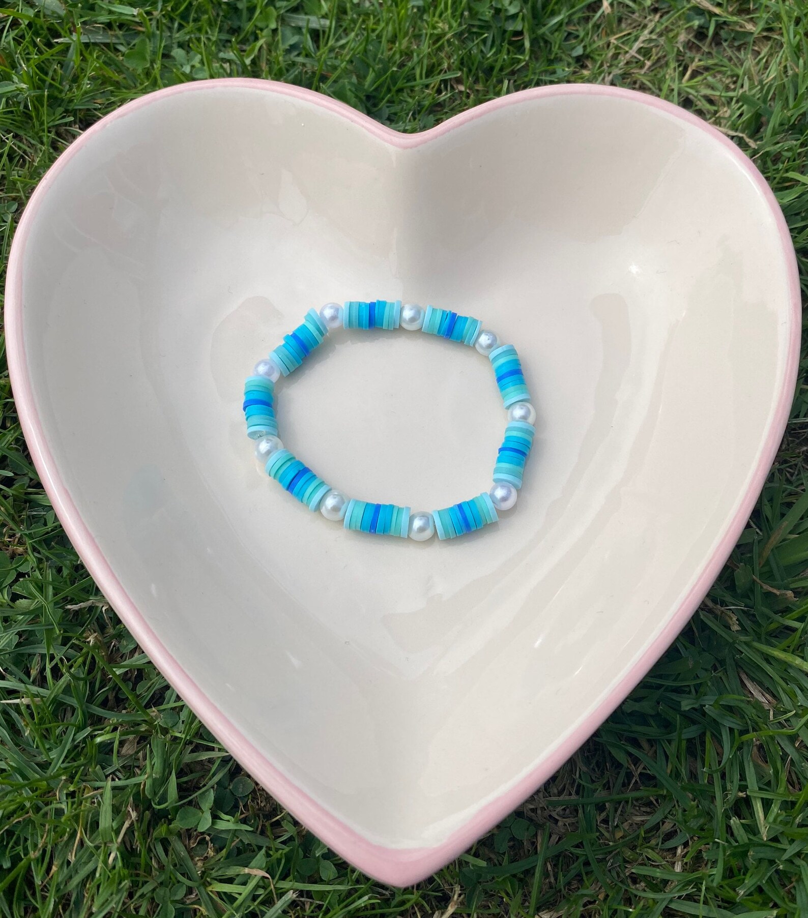 Clear Skies Beaded Bracelet, Heishi Bracelet - Etsy